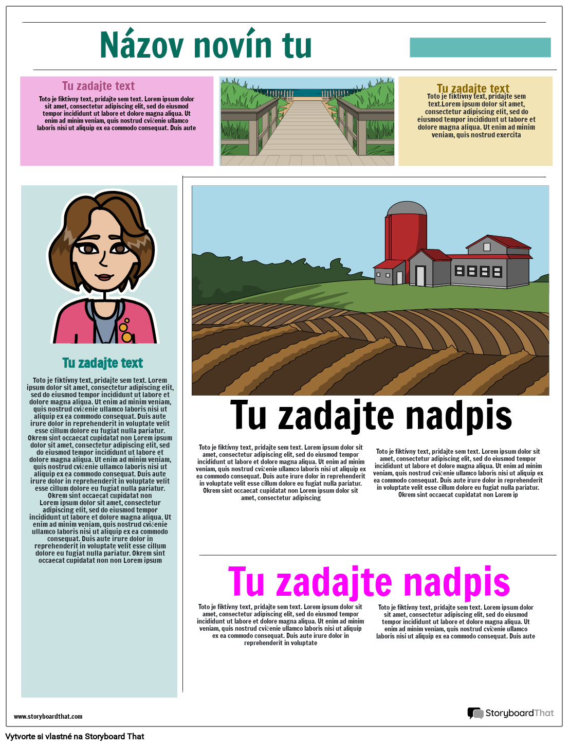 Šablóna pre zábavné noviny Storyboard par sk-examples