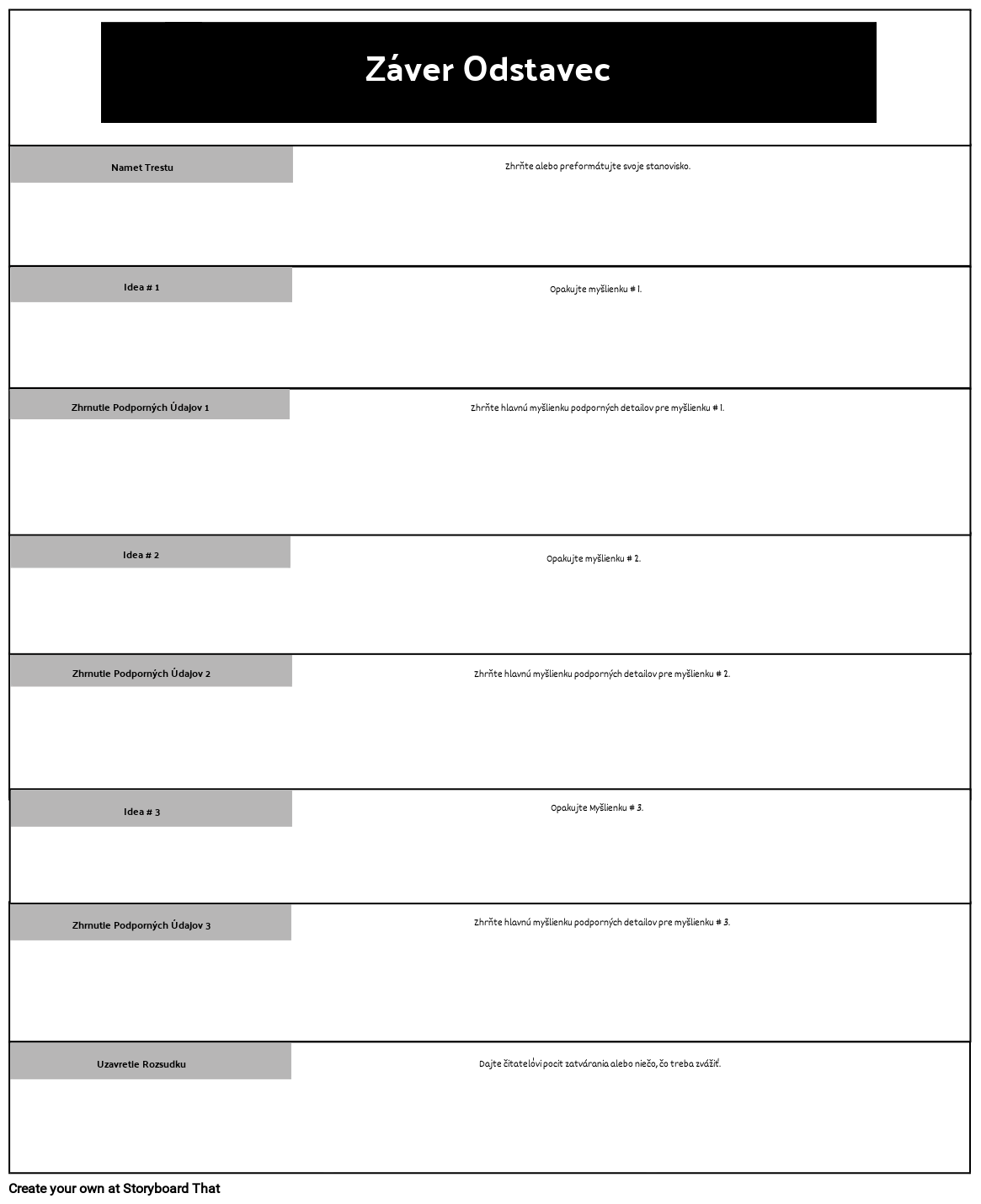 Záver Odstavec Storyboard od sk-examples