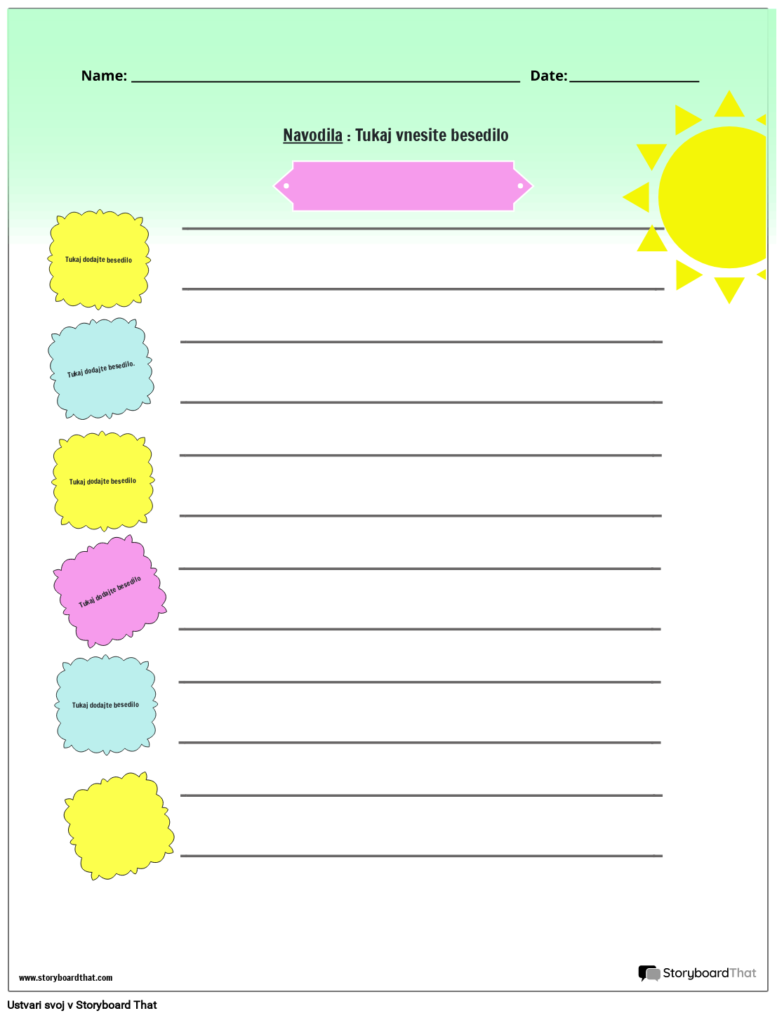 Delovni listi za akrostih القصة المصورة من قبل sl-examples