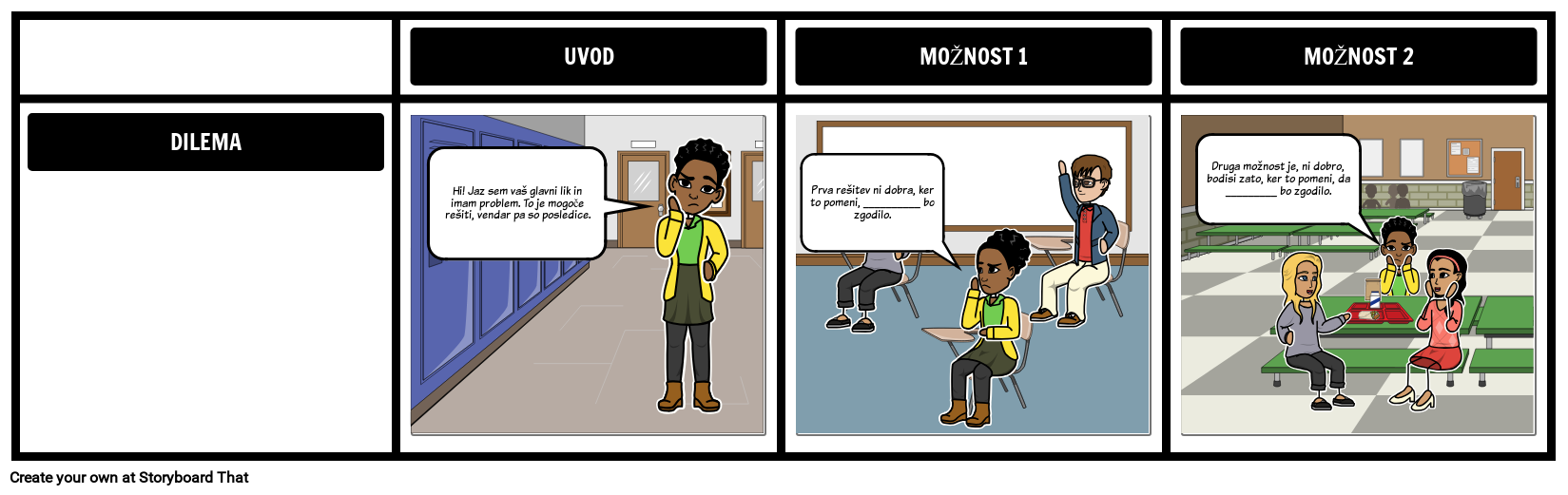 Dilema Primeri - Opredelitev Predloga Storyboard