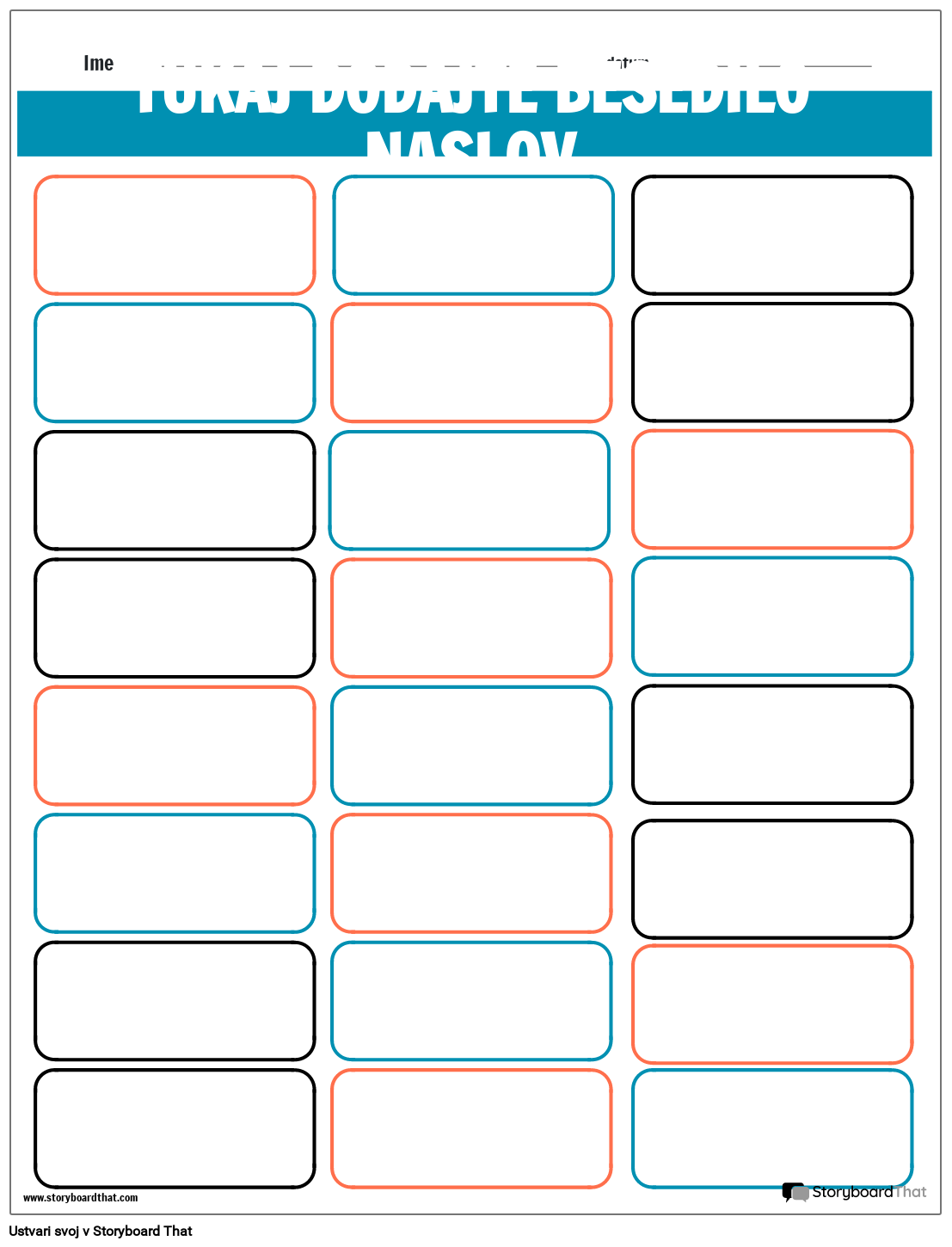 Fancy table delovni list Storyboard par sl-examples