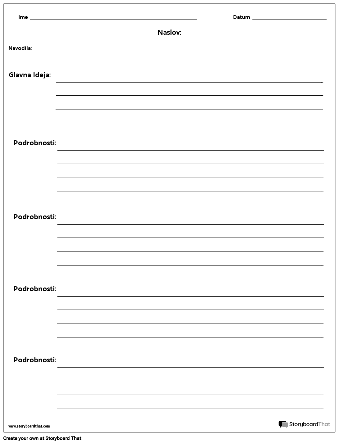 Glavna Ideja Osnovna Storyboard Par Sl Examples