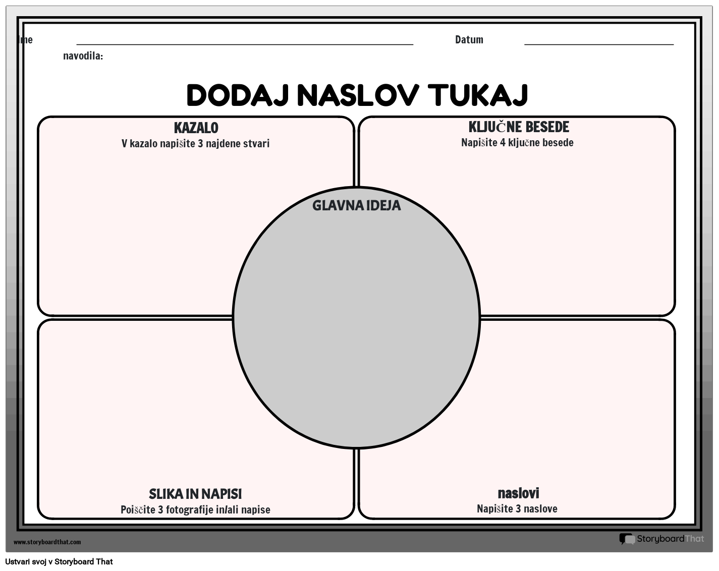 Grafični Organizator Besedilnih Funkcij Storyboard