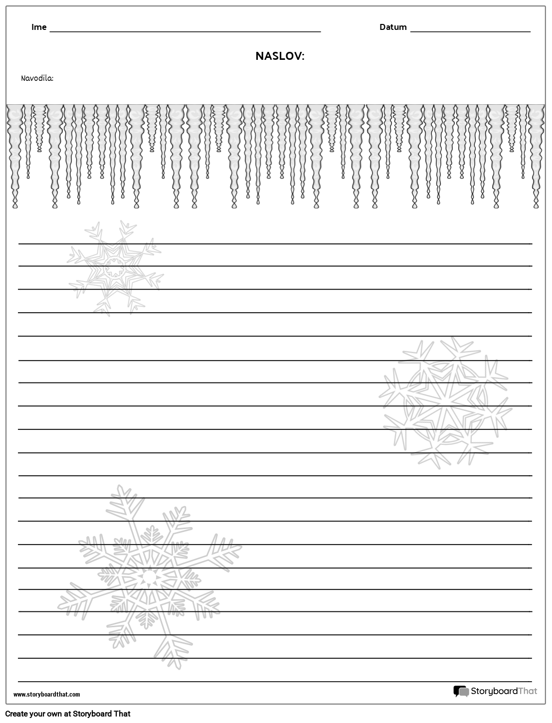 Kreativno Pisanje - Zima Storyboard por sl-examples