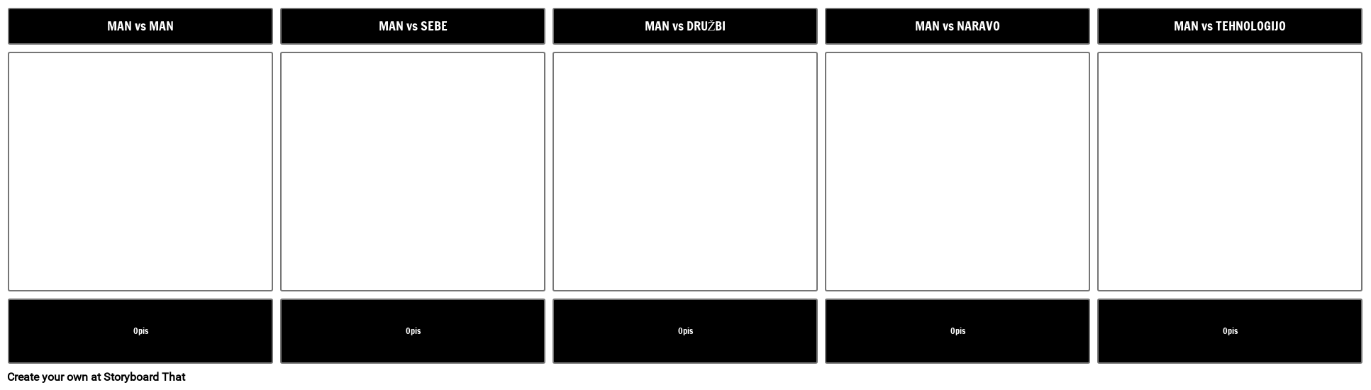 Literarni Predloga Conflict Storyboard por sl-examples