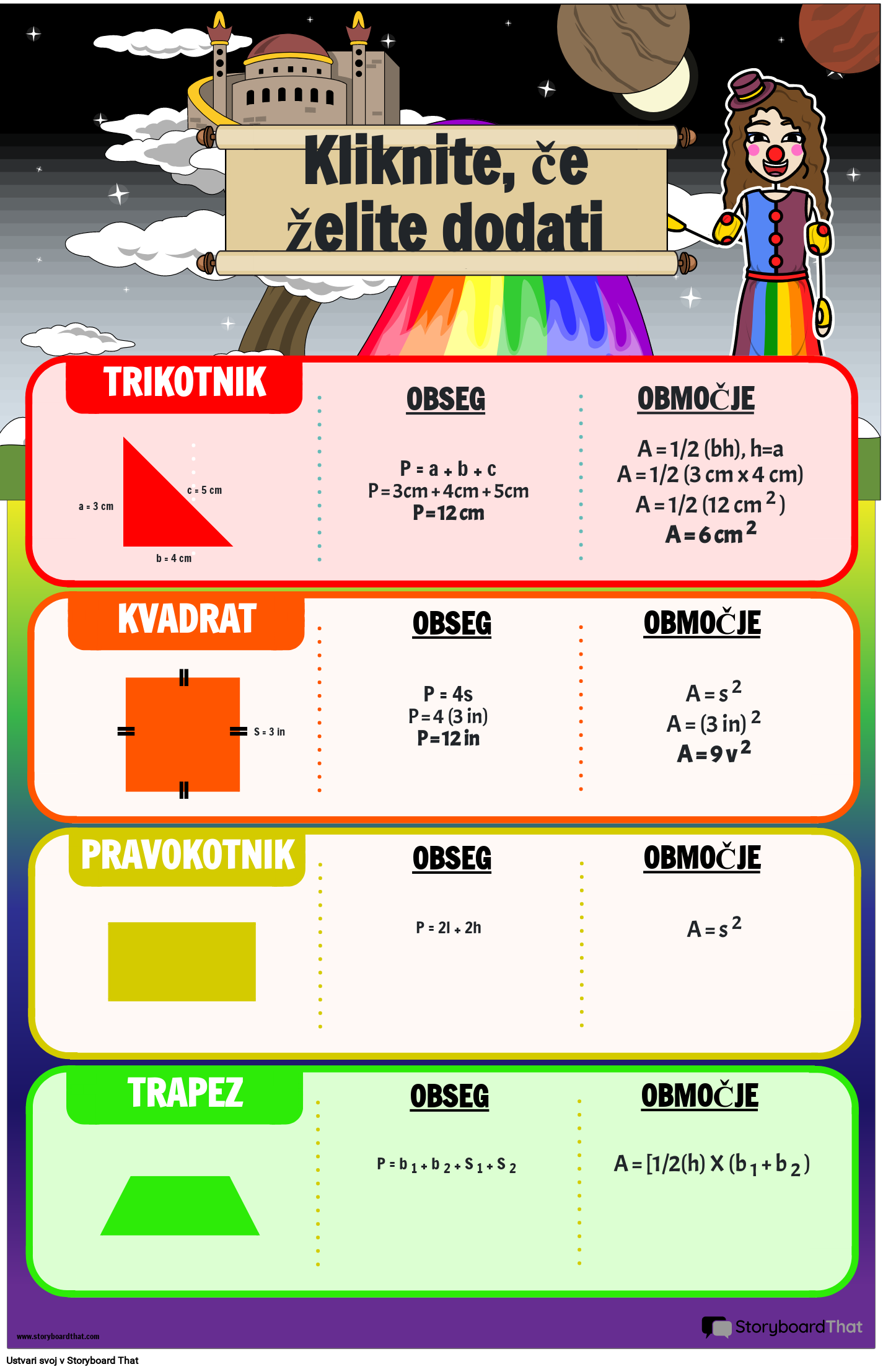 Plakat Območja in Oboda na Temo Mavrice Storyboard