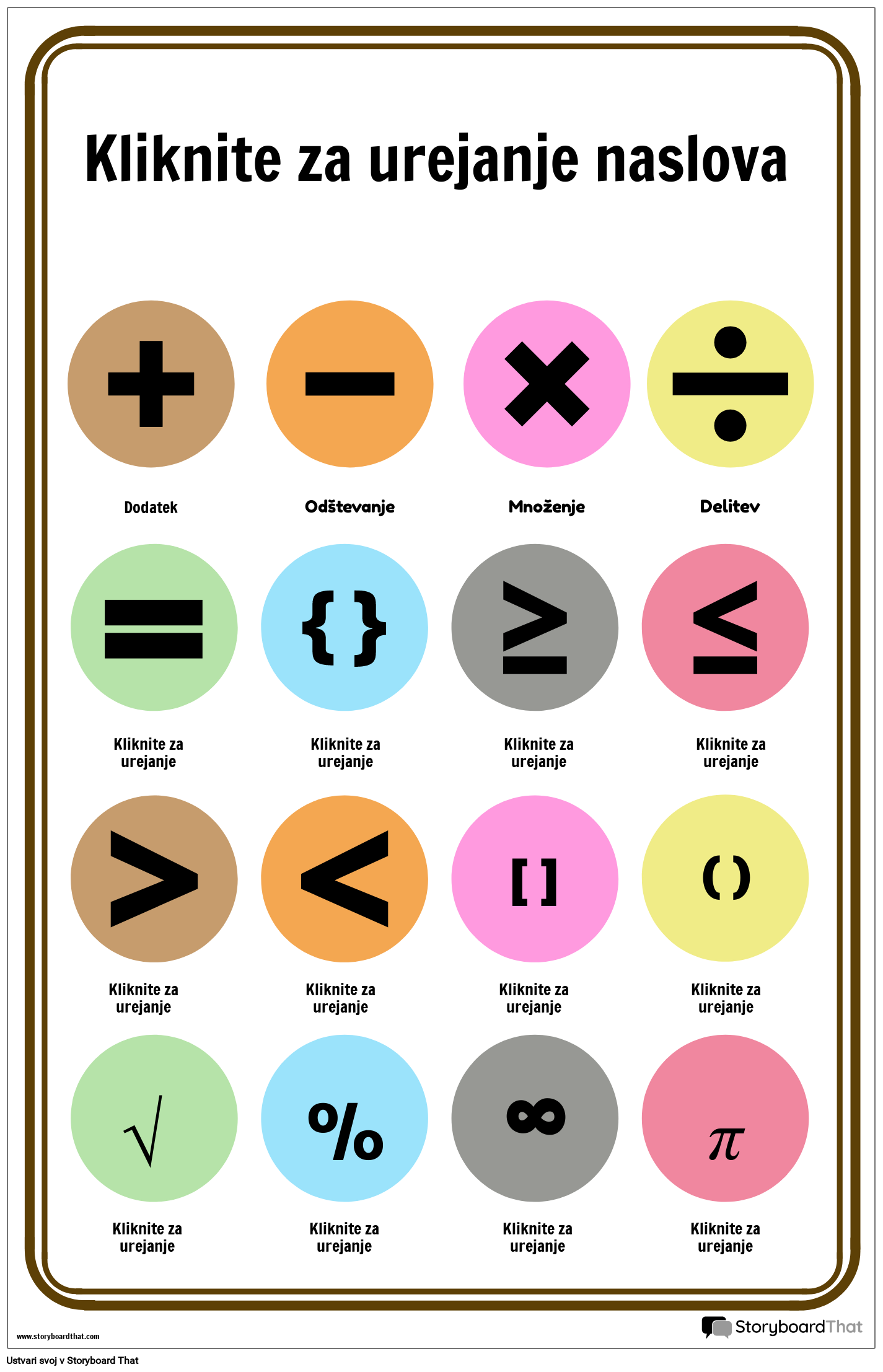 Plakat z Minimalističnimi Matematičnimi Simboli