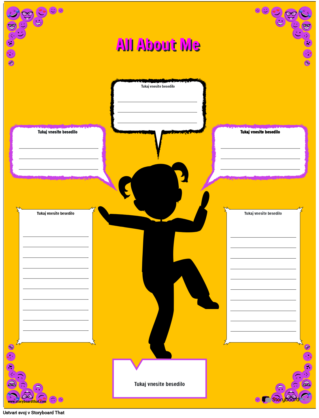 Predloga Emoji Vse o Meni Storyboard par sl-examples