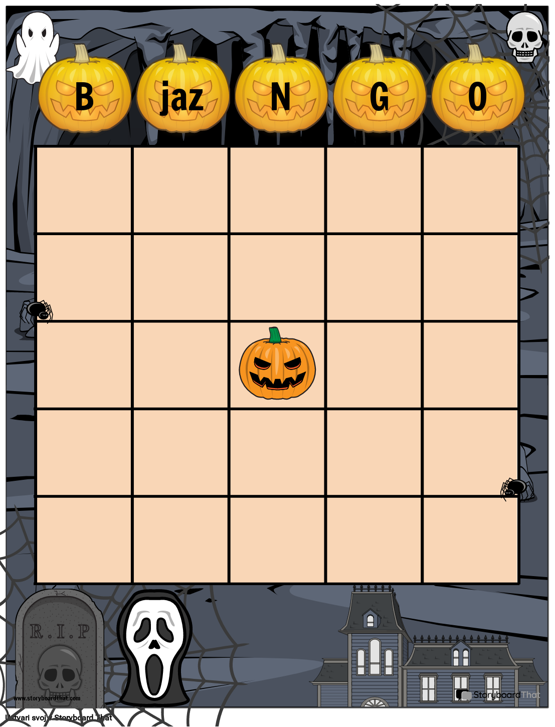 Predloga Kartice za Bingo za noč Čarovnic Storyboard Predloga Kartice za Bingo za noč Čarovnic Storyboard