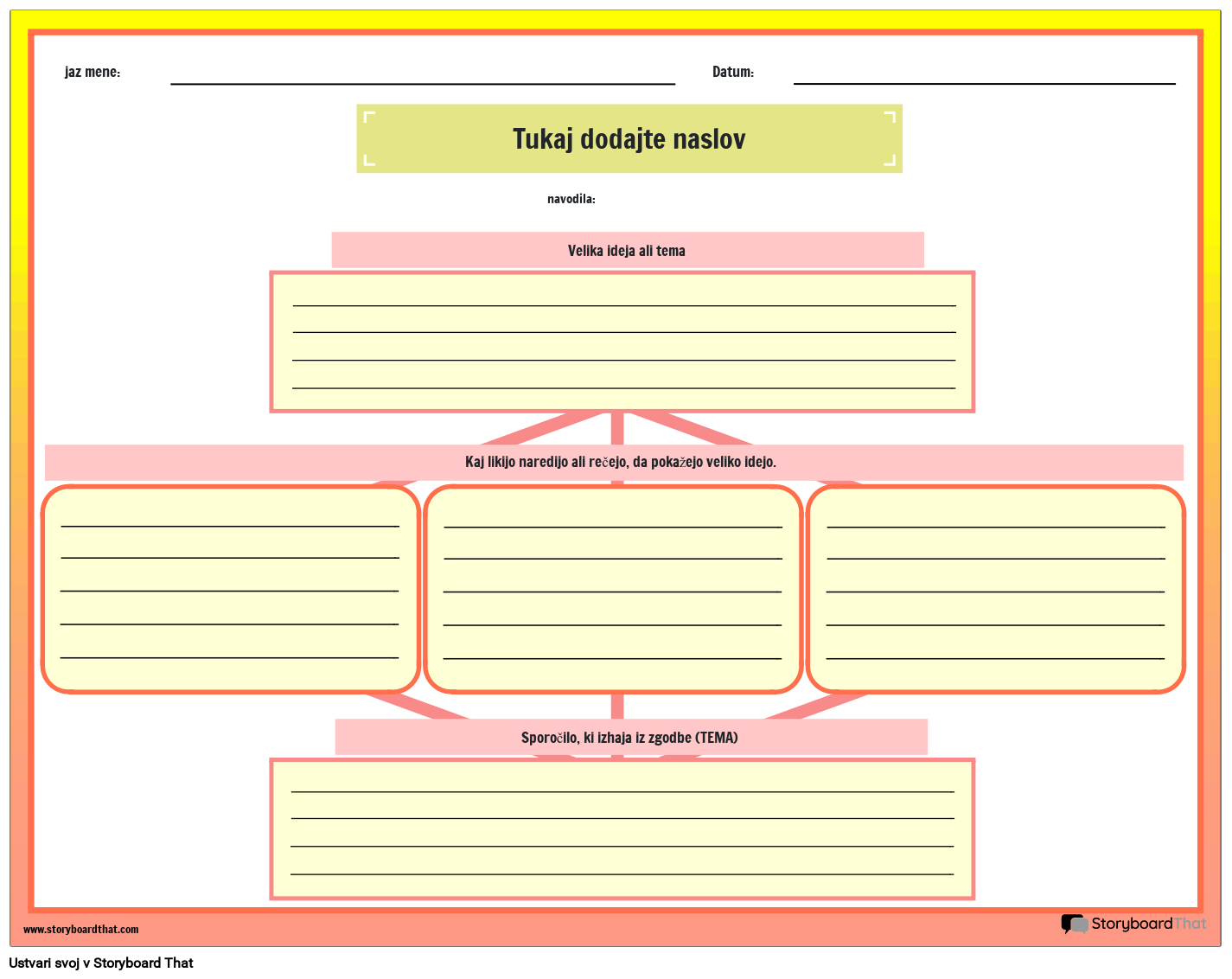 Predloga Tematskega Delovnega Lista Storyboard