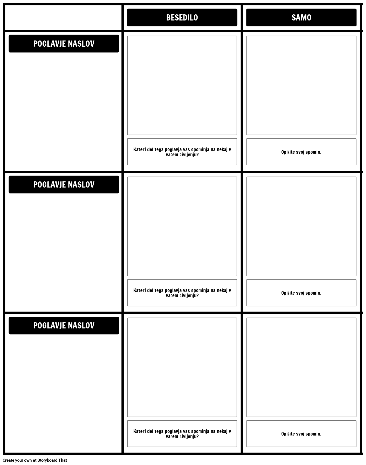 Predloga Text To Self Grid Storyboard By Sl examples