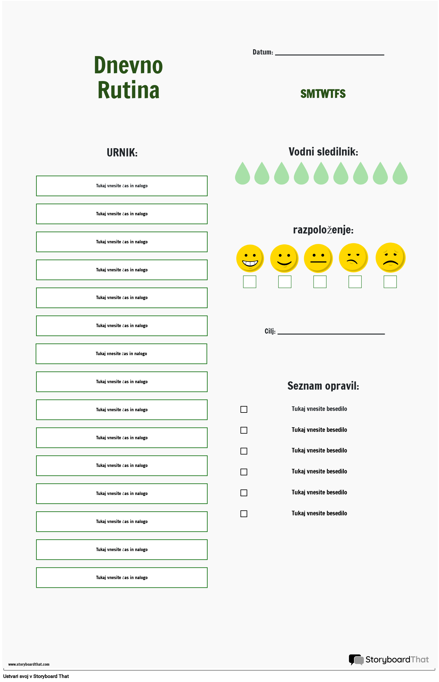Preprost Sledilnik Dnevnih Rutin Storyboard o sl-examples