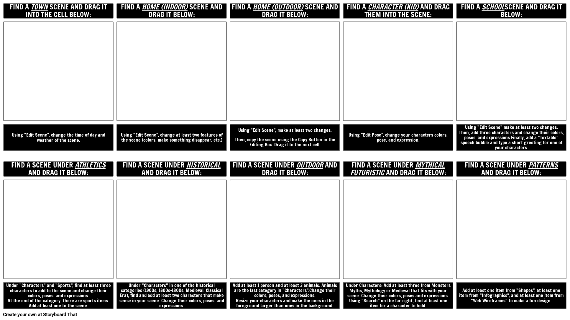 StoryboardThat Scavenger Hunt Predloga Storyboard