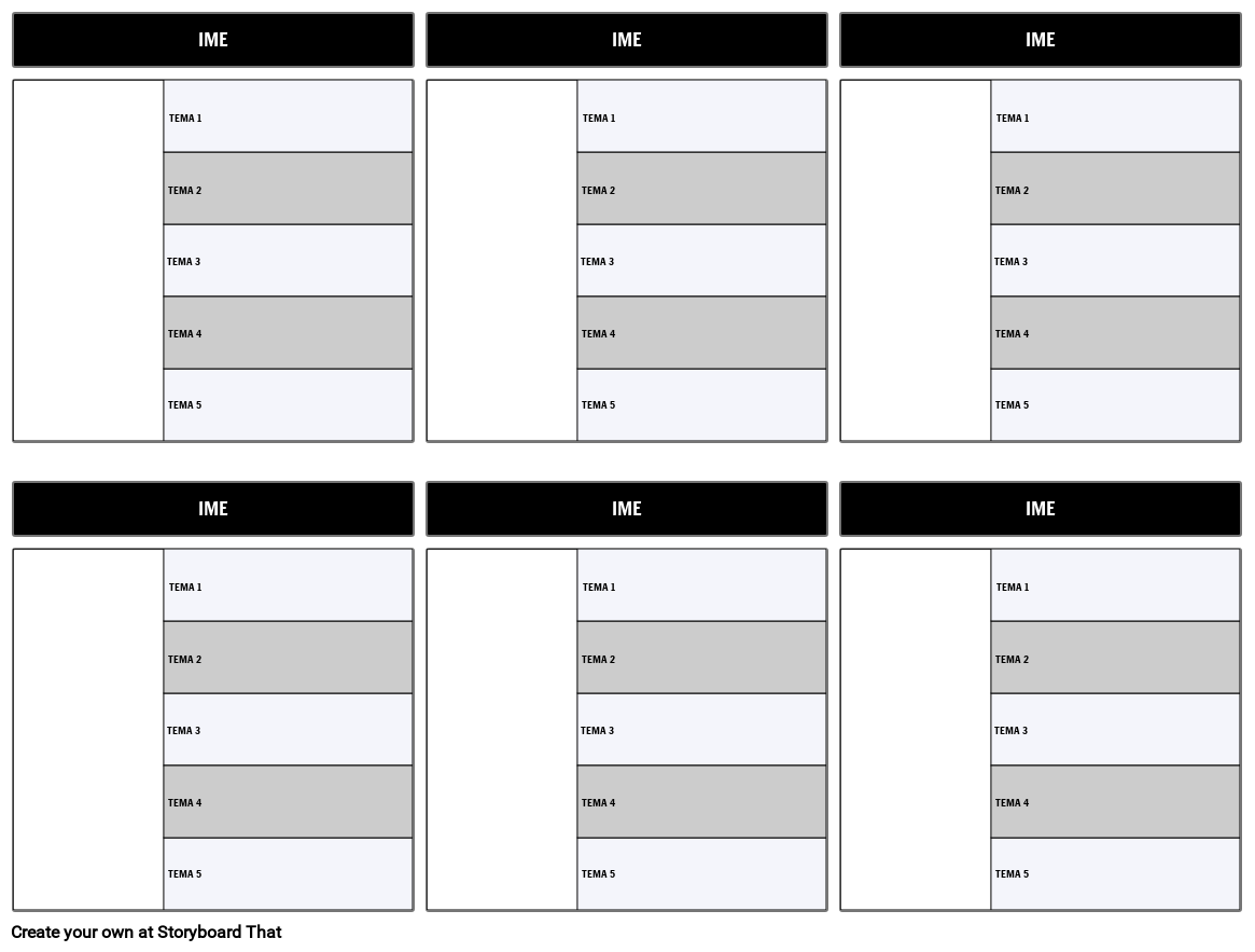 Tabela znakov 5-Polje Predloga Storyboard por sl-examples