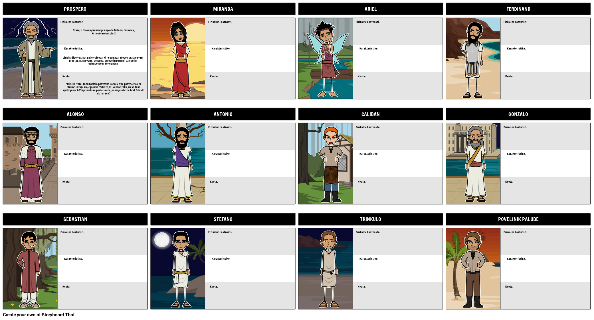 Tabela Znakov za The Tempest Storyboard von sl-examples