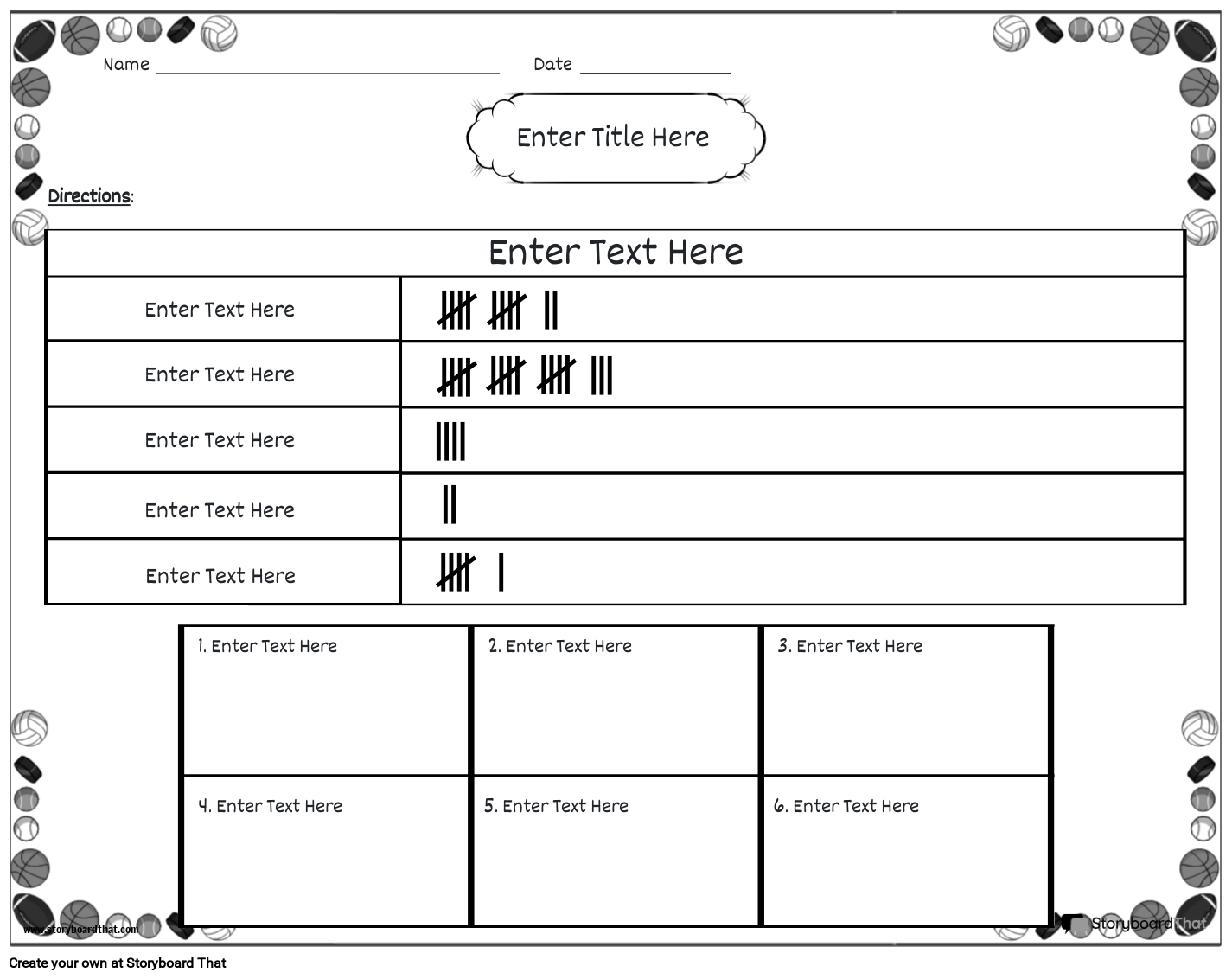 Tally Chart Landscape BW 1 Storyboard par sl-examples