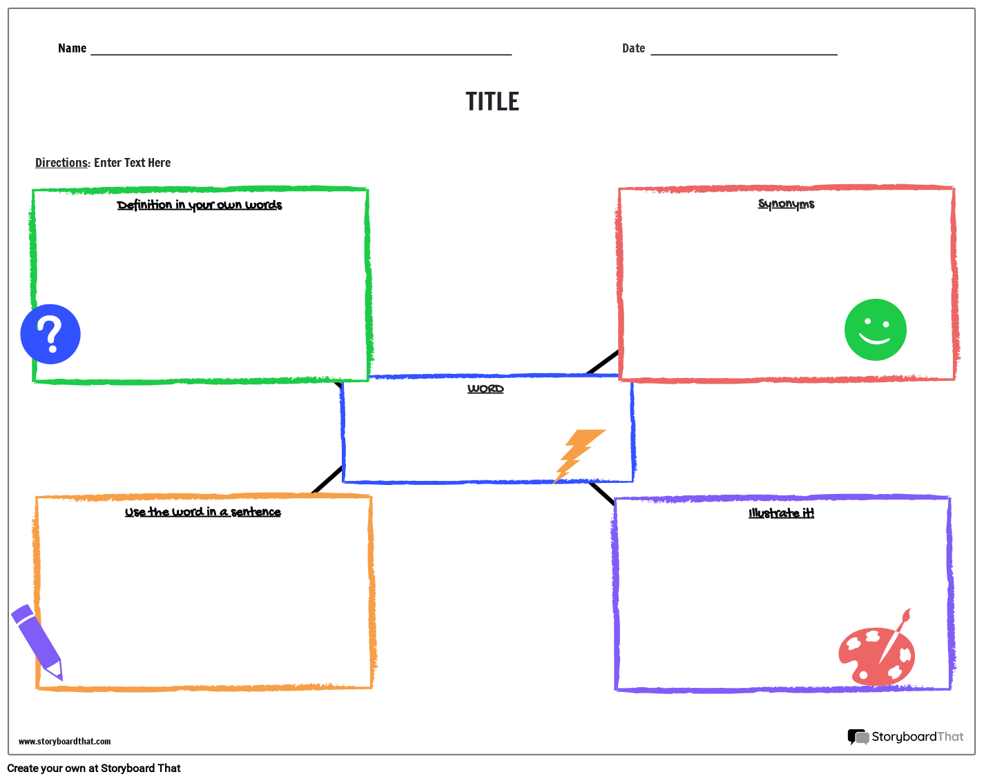 Vocabulary Spider Map Storyboard von sl-examples