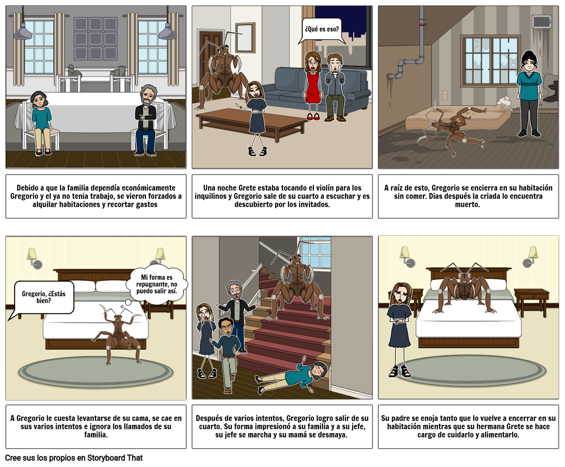 La metamorfosis Franz Kafka Storyboard by sofiaggtz