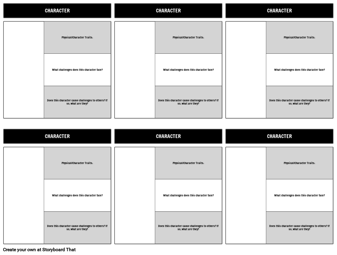 Character Map Challenges Storyboard by storyboard-templates