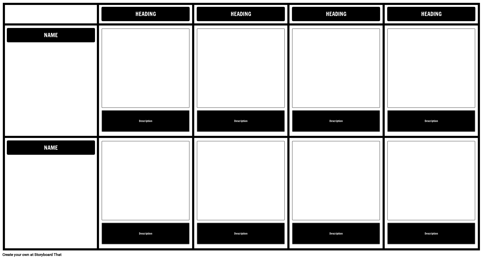Grid Comparison With 4 Headings Storyboard By Storyboard templates Grid Comparison With 4 Headings Storyboard By Storyboard templates