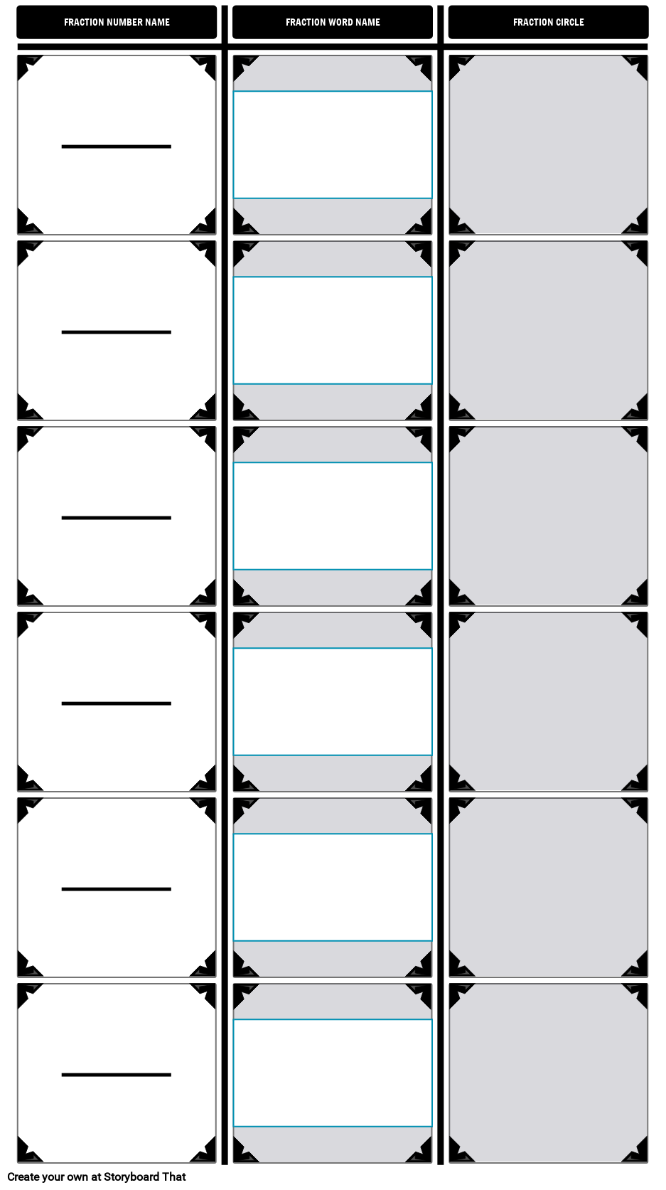 ID Fraction Name Template Storyboard Von Storyboard templates