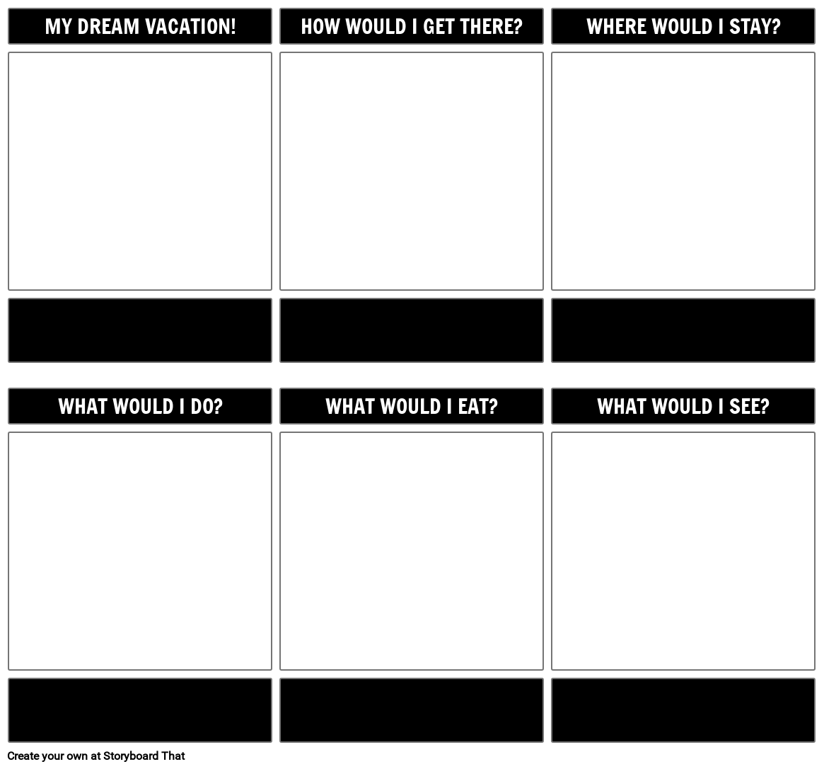 My Dream Vacation Template Storyboard o storyboard-templates