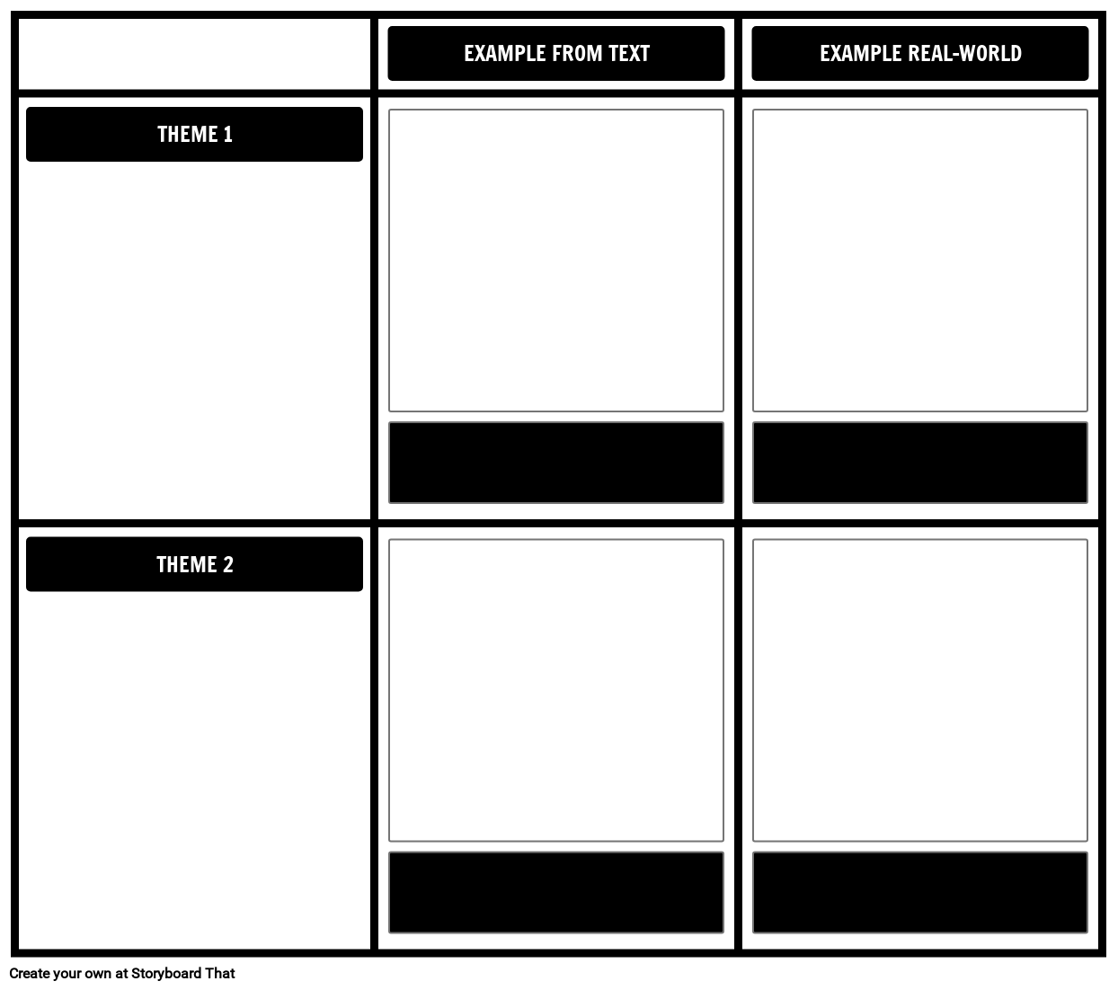 Theme Text Analysis Template for Text & Pictures
