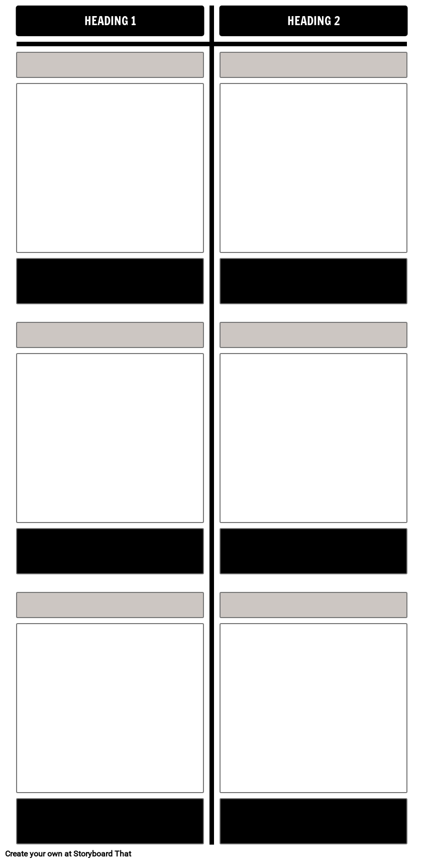T Chart Worksheet Template With 6 Empty Cells