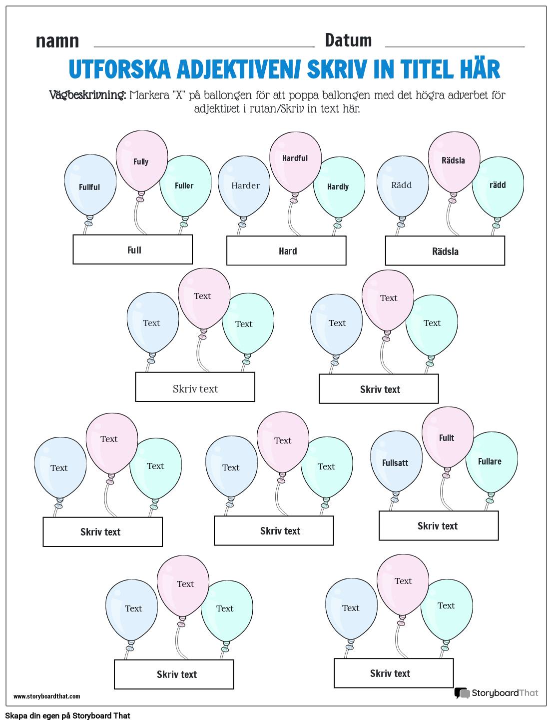 Adjektiv Till Adverb Arbetsblad Storyboard By Sv examples Adjektiv Till Adverb Arbetsblad Storyboard By Sv examples