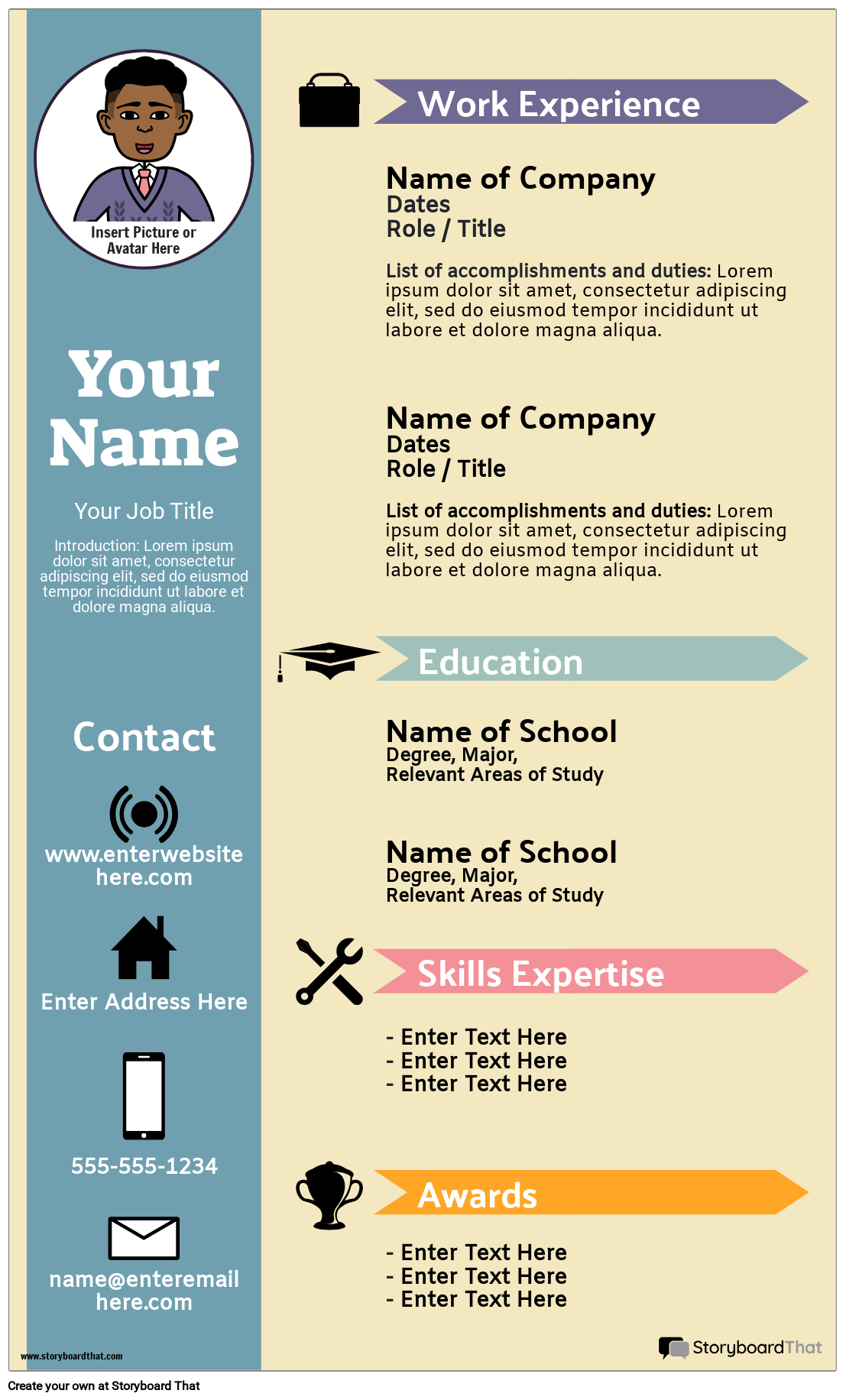 Återupptar 3 القصة المصورة من قبل sv-examples