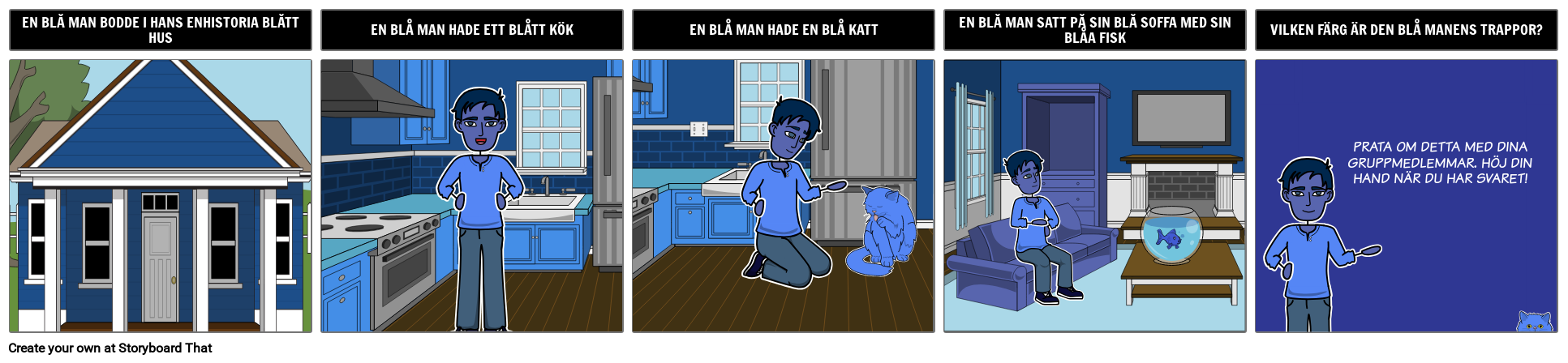 Blue Man Riddle Storyboard by sv-examples
