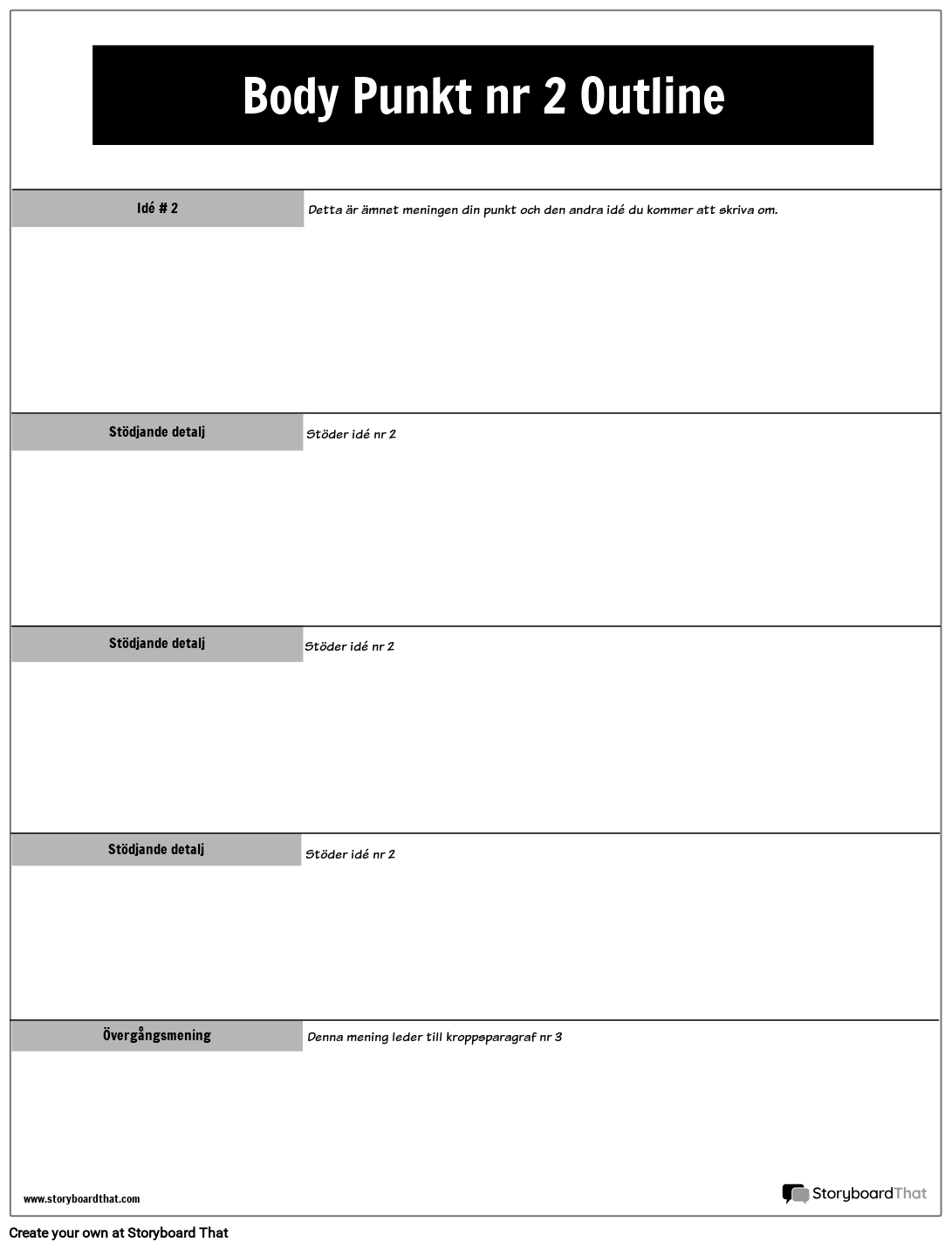 Body Paragraph # 2 Outline Storyboard af sv-examples