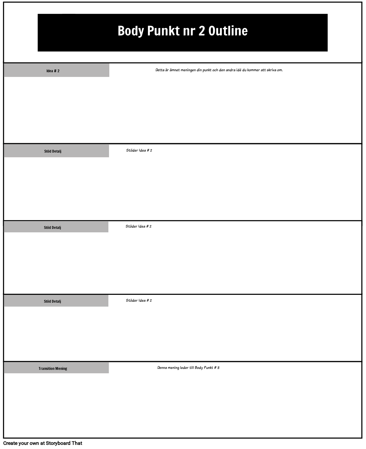 Body Punkt nr 2 Outline Storyboard por sv-examples