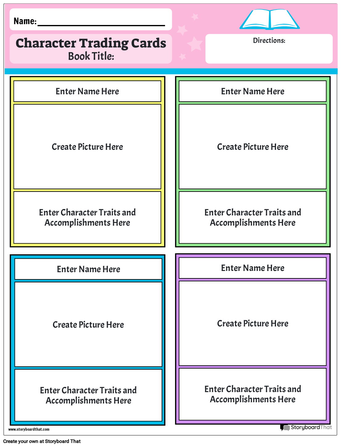 Character Trading Cards Färg Storyboard av sv-examples