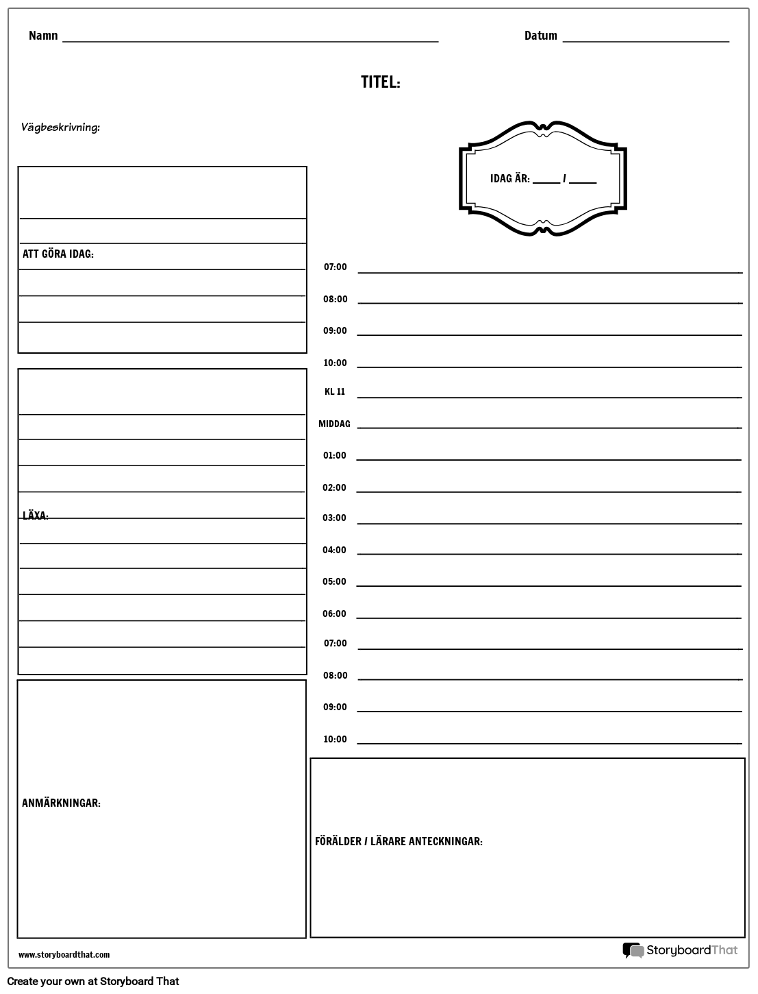 Daglig Schema Storyboard By Sv Examples