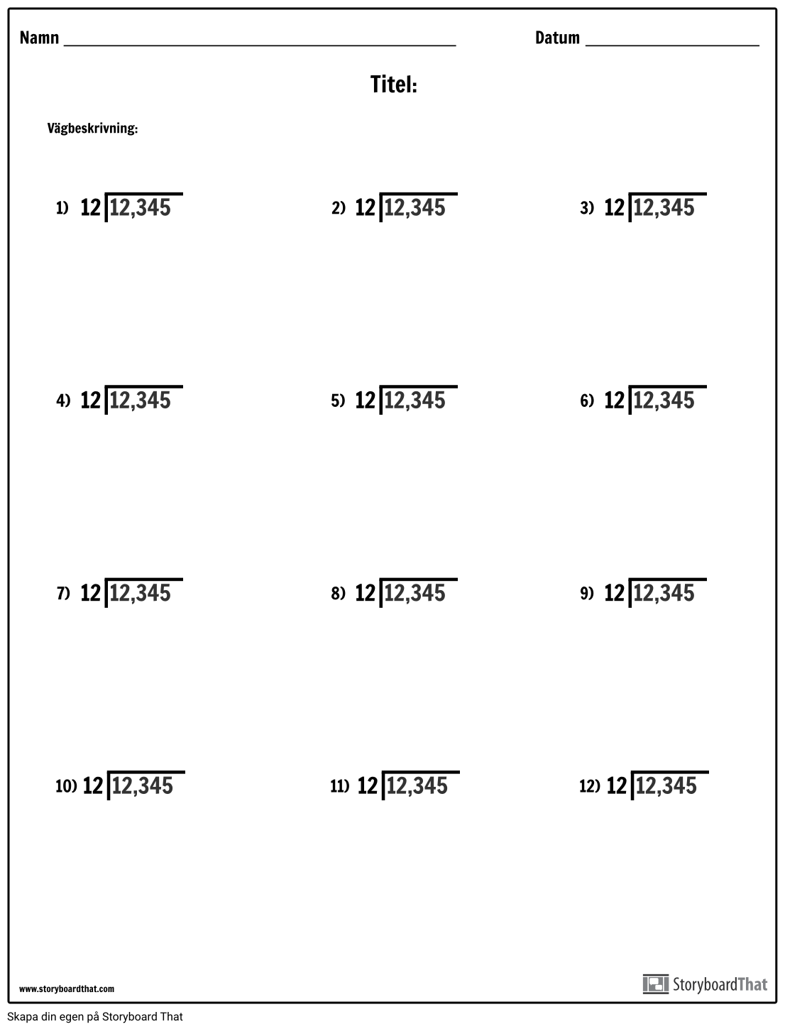 Division Place Value Storyboard By Sv examples
