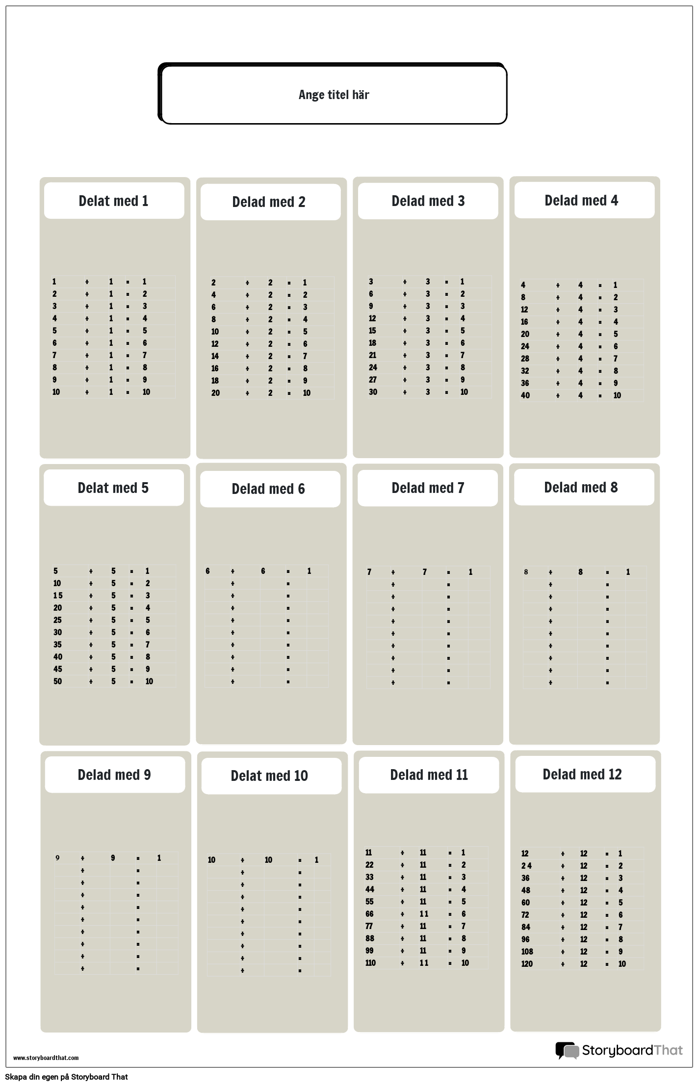 Division Chart Affisch Storyboard by sv-examples