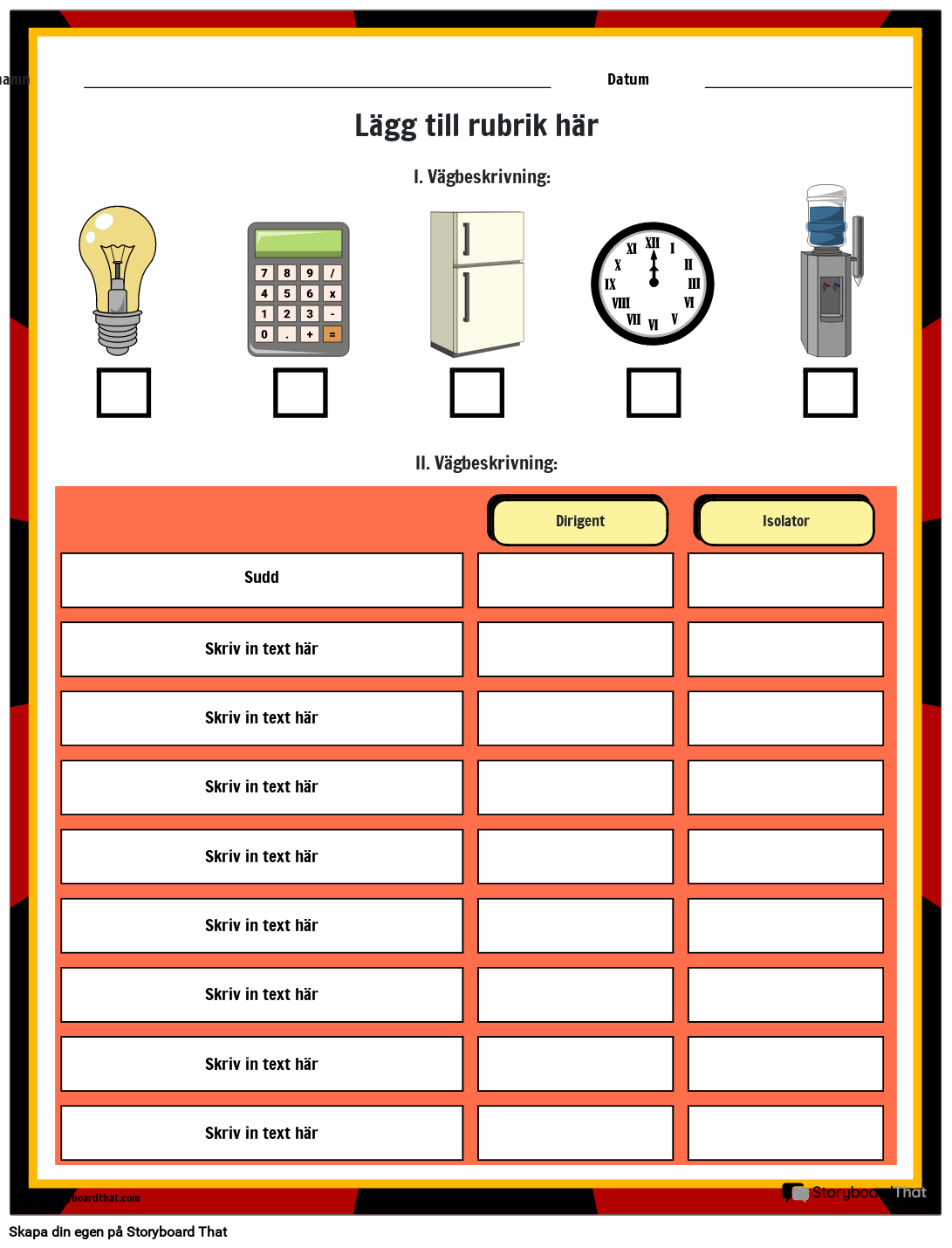 Elvetenskap Arbetsblad Storyboard av sv-examples