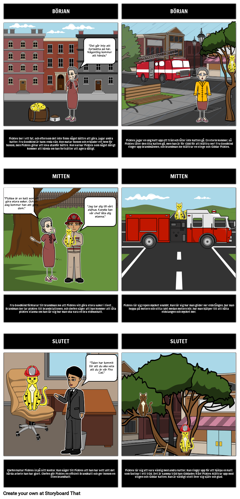 Fire Cat Sammanfattning Storyboard par sv-examples