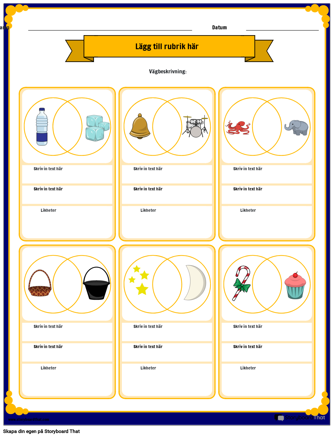 Lista Likheter och Skillnader Storyboard von sv-examples