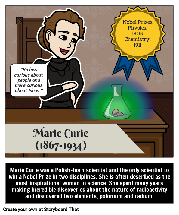 Marie Curie Trading Card Storyboard by sv-examples