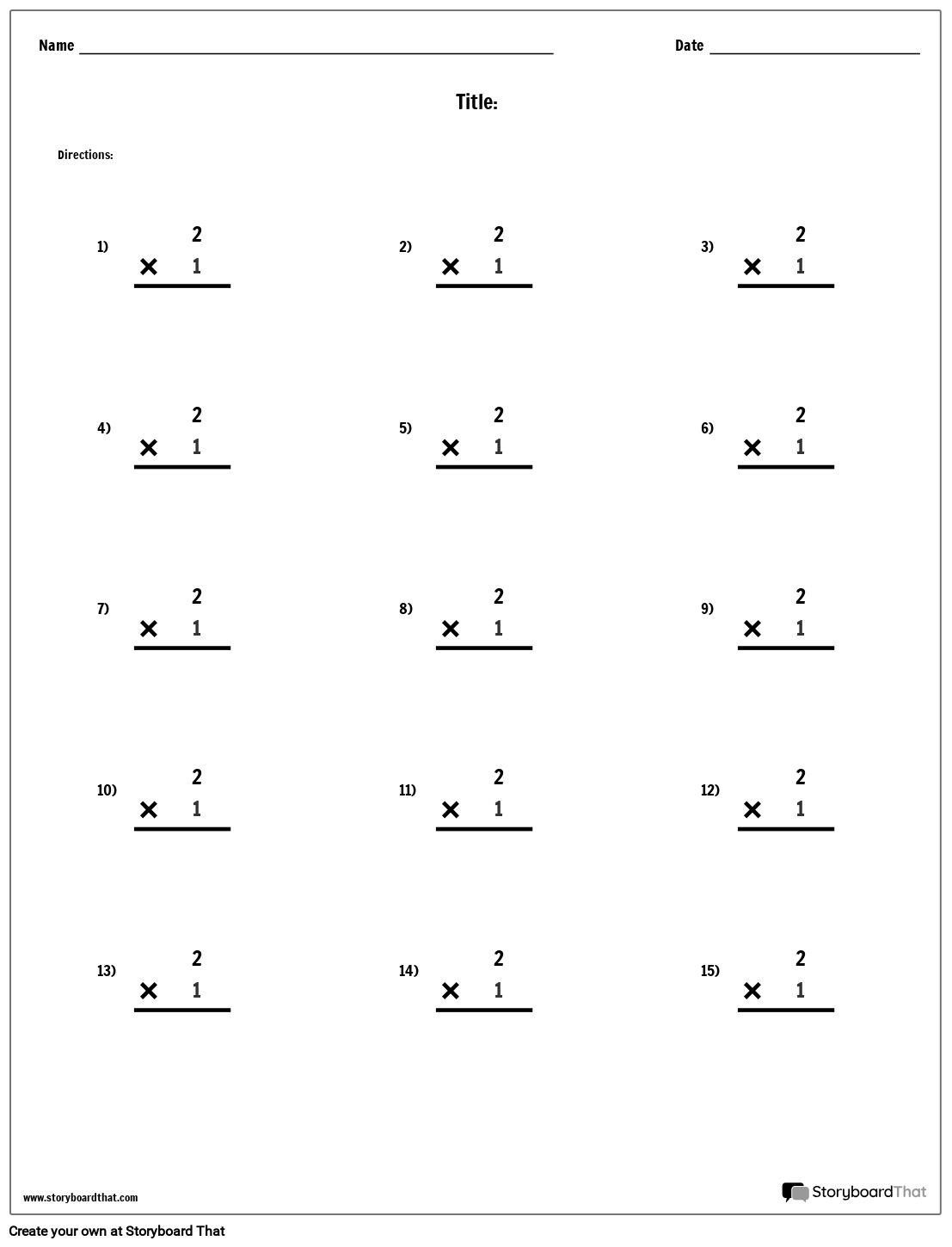 Multiplikation - Enkelt tal - Version 2 Storyboard