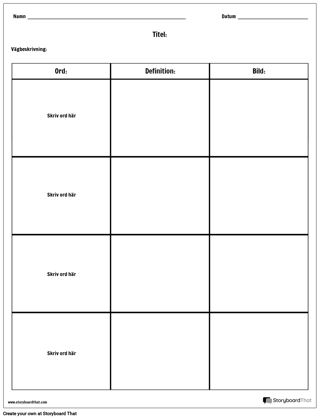 Ord, Bild, Definition Storyboard por sv-examples