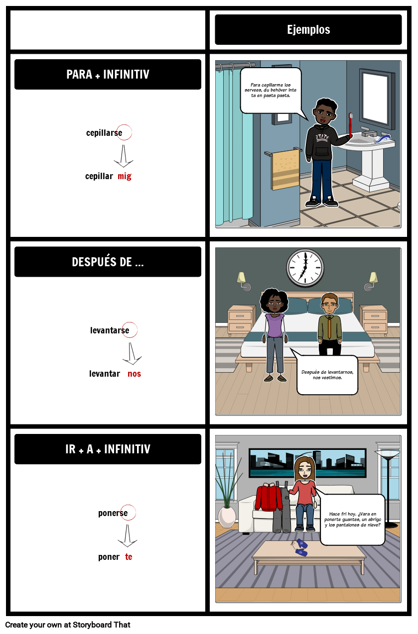 Reflexive Infinitives Storyboard por sv-examples