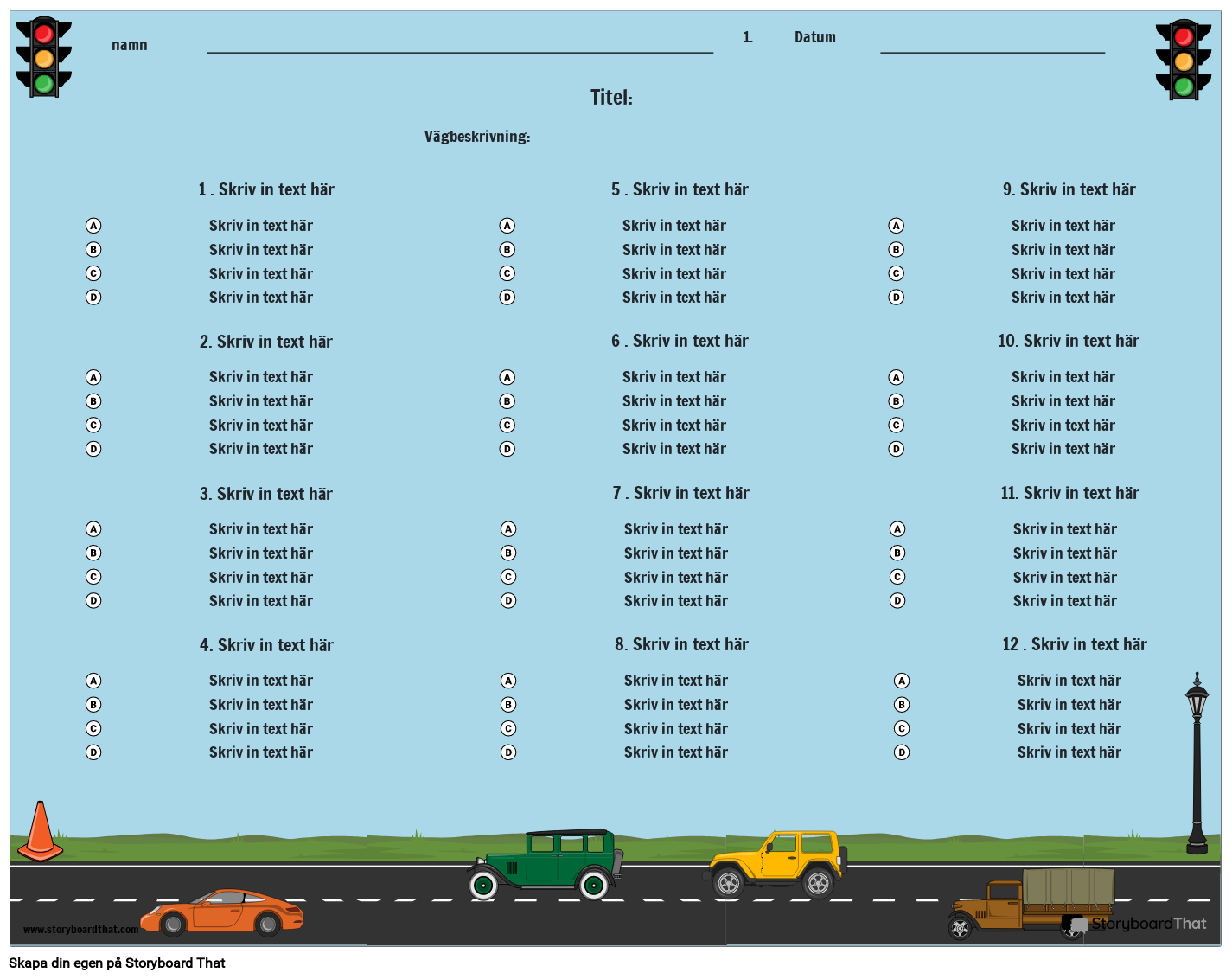 Road Theme Multiple Choice Mall Storyboard by sv-examples