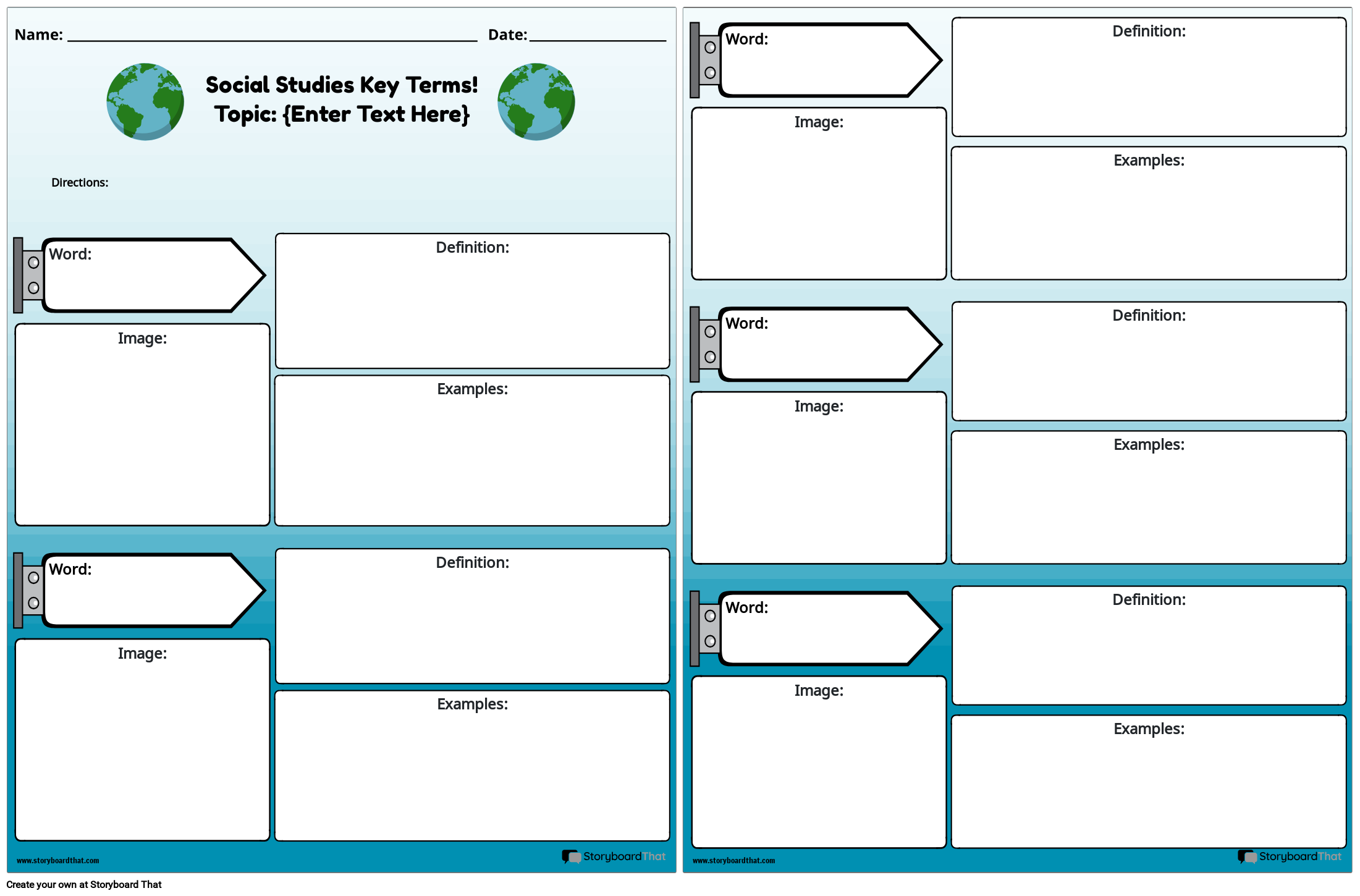 Social Studies Vocabulary Graphic Organizer Storyboard