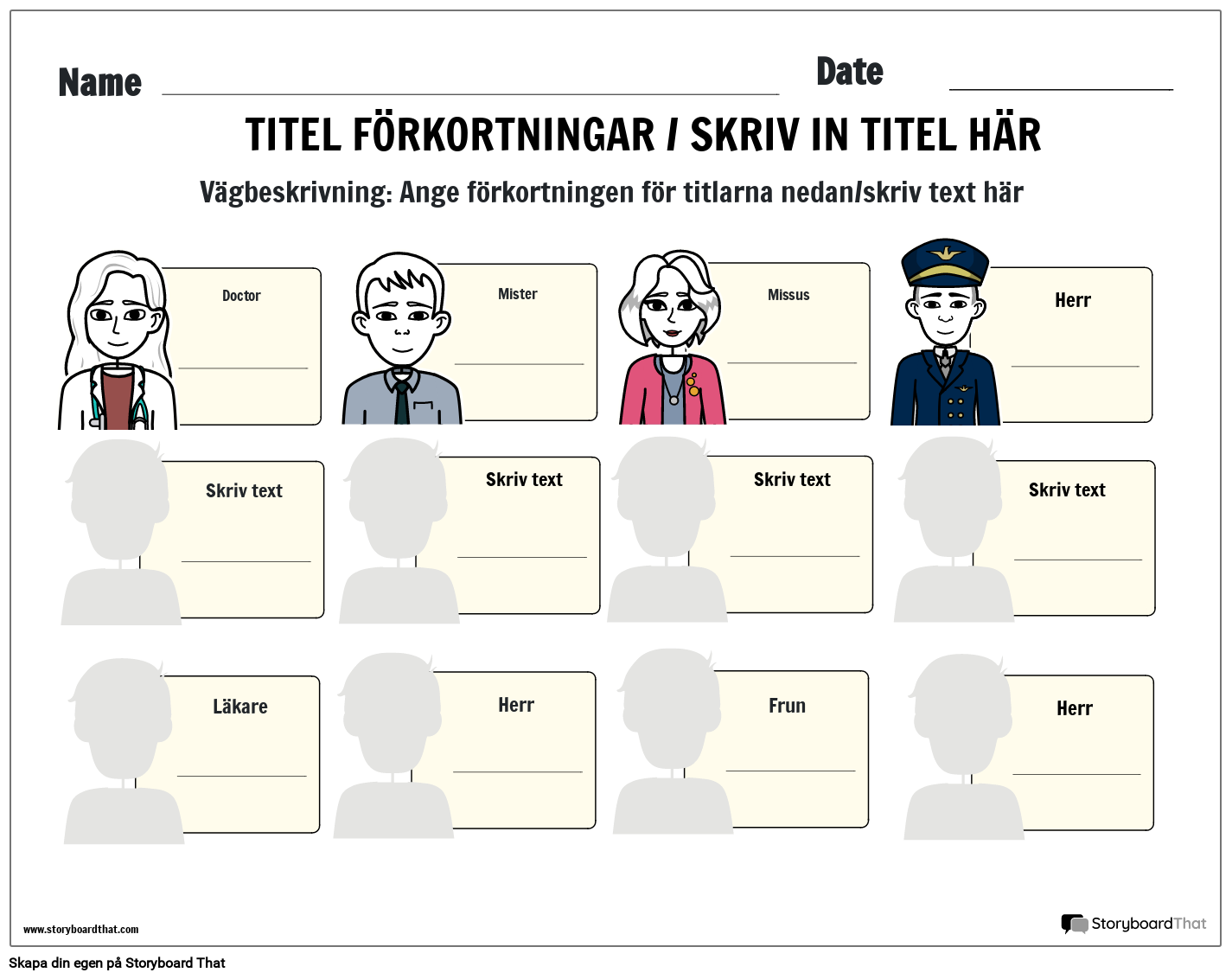 Vem som är Vem? Förkortningar för People Titlar