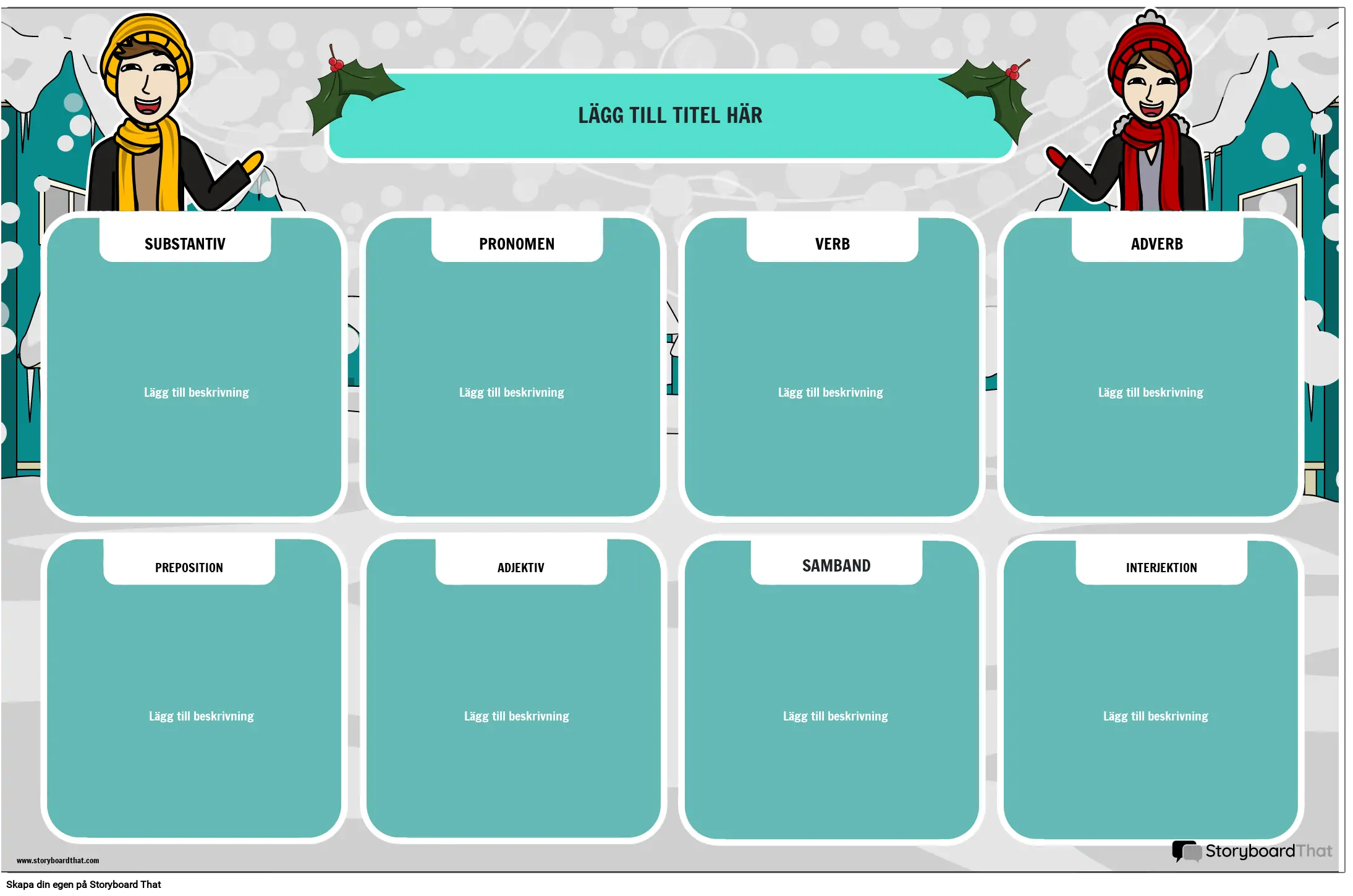 Vinter-tema Parts of Speech Affisch Storyboard