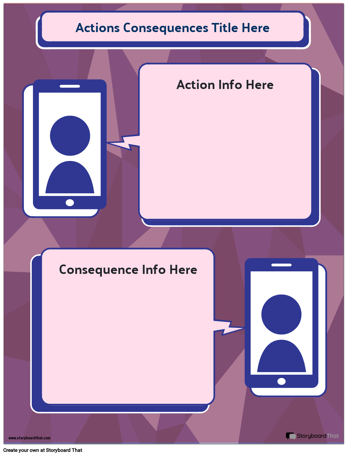 Actions and Consequences Worksheet with Purple Theme
