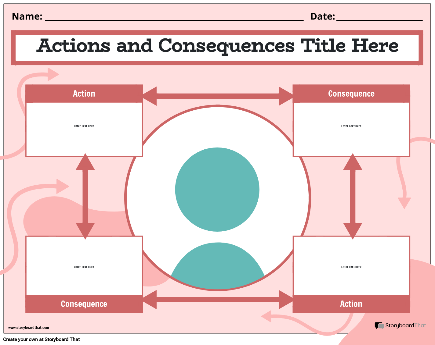Actions and Consequences Worksheet with Pink Theme